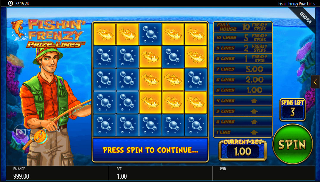 Free Play Fishin' Frenzy Prize Lines Slots Game - Online Casino Slot ...