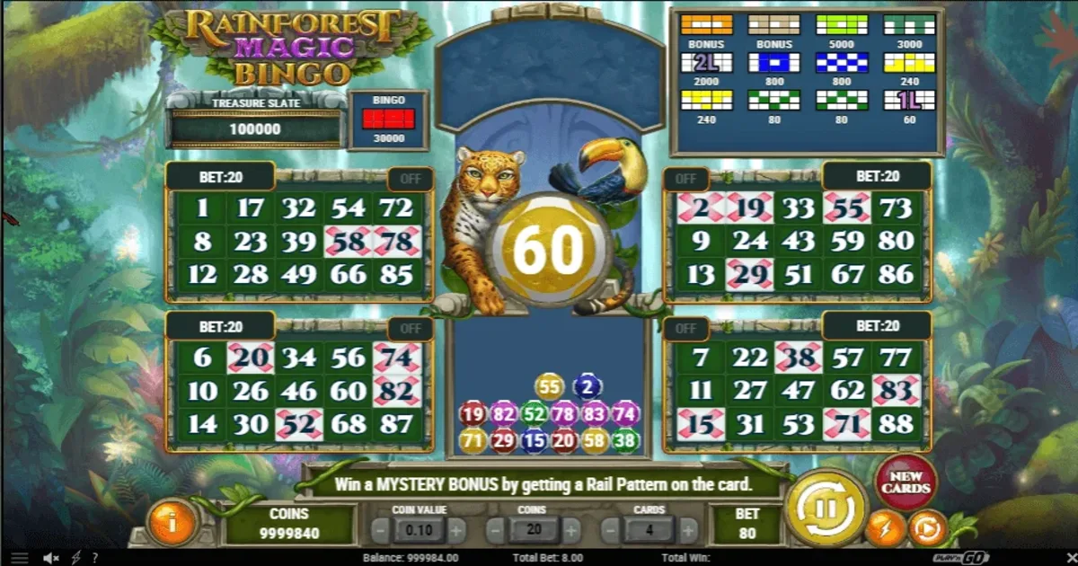 Play Rainforest Magic Bingo for Real Money or for Fun with no deposit | Playfortuna Games